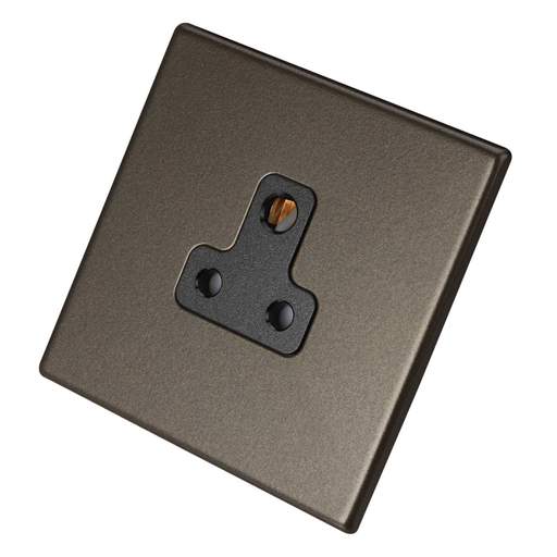 Hamilton 5A 1 Gang Unswitched Socket Black Insert Screwless Bronze ...