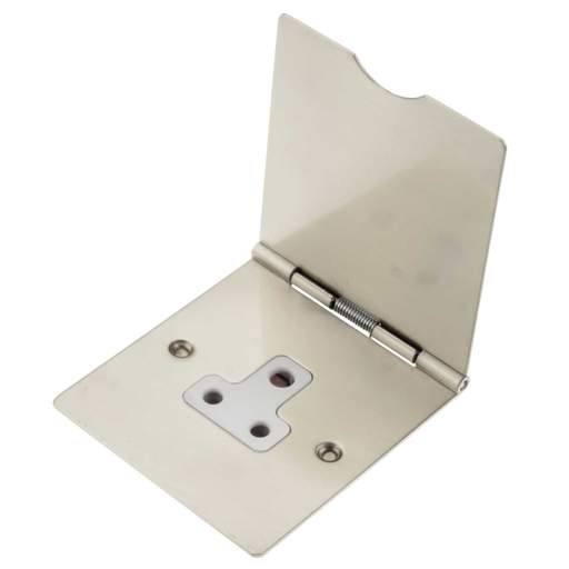 Hamilton 5A 1 Gang Unswitched Floor Socket White Insert Satin Chrome ...