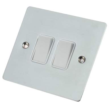 Hamilton Sheer 10A 2 Gang 2 Way Light Switch White Insert Satin Chrome ...