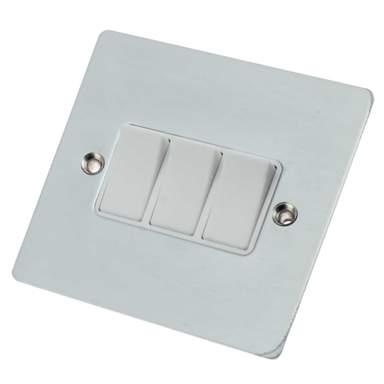 Hamilton Sheer 10A 3 Gang 2 Way Light Switch White Insert Satin Chrome ...
