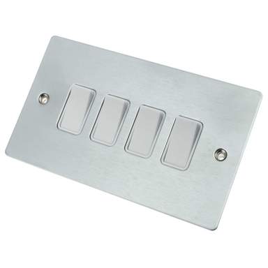 Hamilton Sheer 10A 4 Gang 2 Way Light Switch White Insert Satin Chrome ...