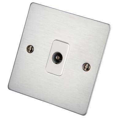 Hamilton 1 Gang Non Isolated Coaxial Socket White Insert Satin Chrome ...