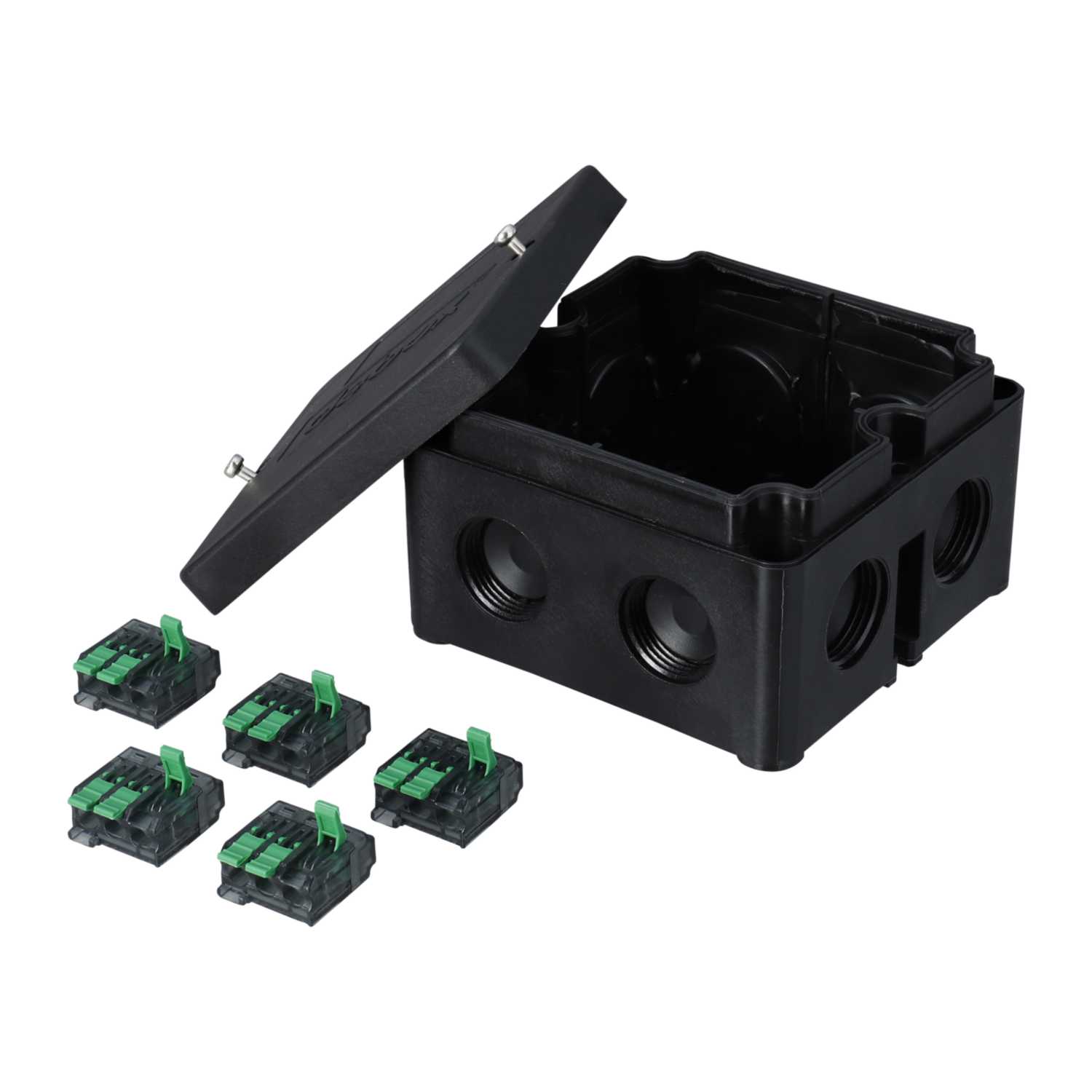 Hylec Debox 11 85mm x 85mm x 53mm Junction Box with Connectors Black ...
