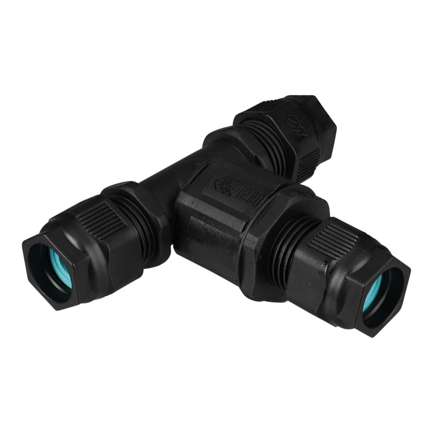 Hylec 32A Tee 3 Pole Cable Connector IP68 Black (THB.390.C1A-W) | CEF