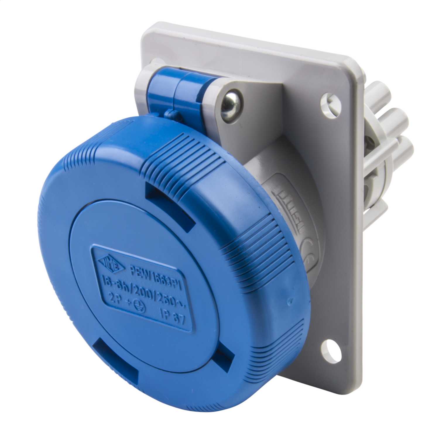 Ilme 16A 2P+E 230V Angled Panel Mounted Socket IP67 (PEW1663PI) | CEF