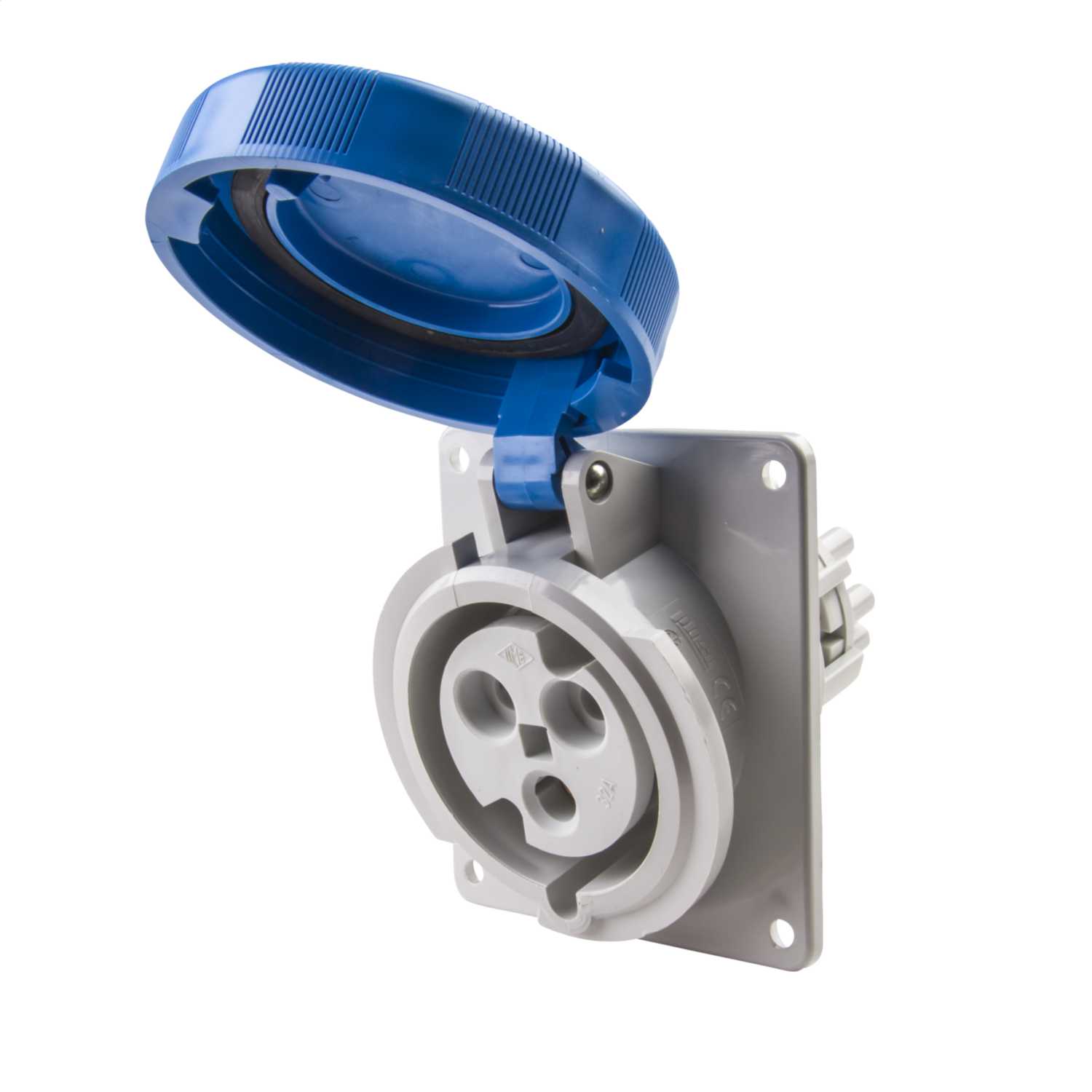 Ilme 32A 2P+E 230V Angled Panel Mounted Socket IP67 (PEW3263PI) | CEF