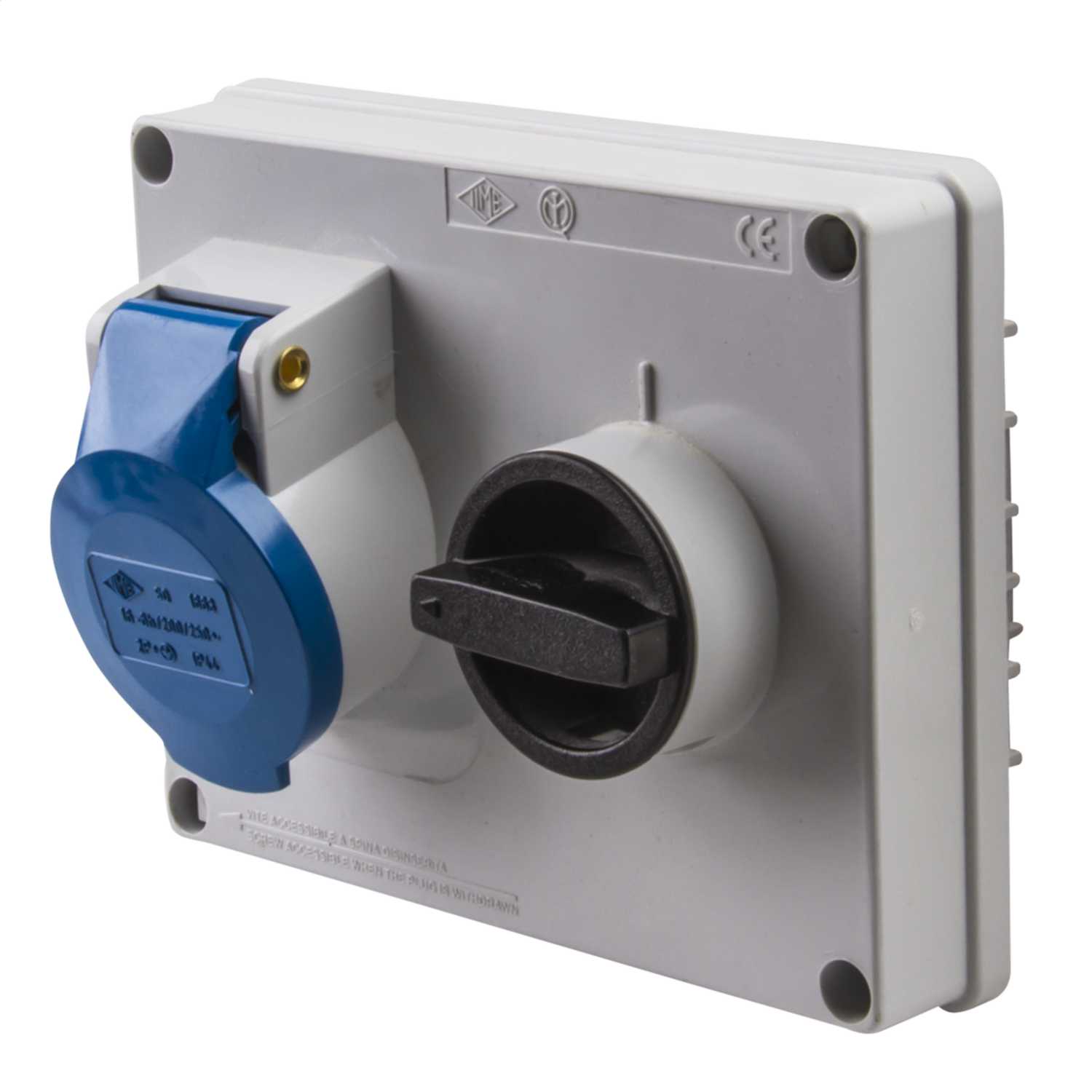 Ilme 16A 2P+E 230V Interlocked Switched Socket Front IP44 (SQ1663) | CEF