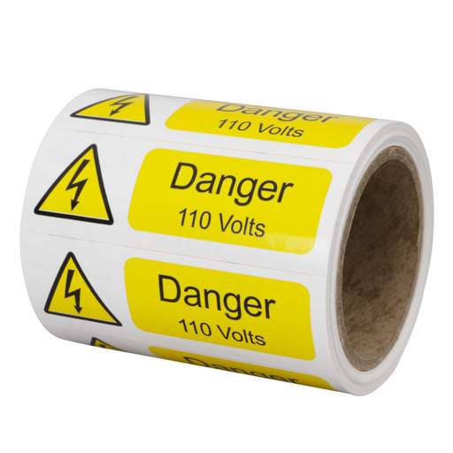 Industrial Signs 75mm x 25mm Danger 110 Volts Label (Roll of 250 ...