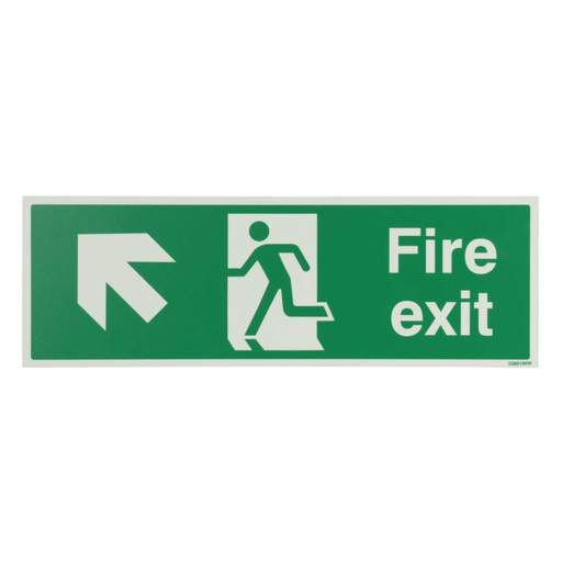 Industrial Signs 450mm x 150mm Fire Exit Arrow Up and Left Rigid PVC ...
