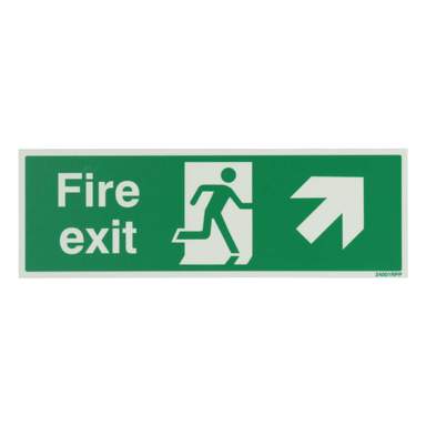 Industrial Signs 300mm x 100mm Fire Exit Arrow Up and Right Rigid PVC ...