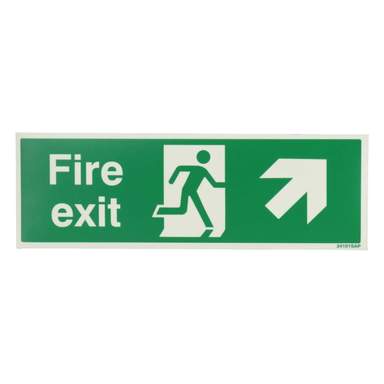 Industrial Signs 300mm x 100mm Fire Exit Arrow Up and Right Self ...