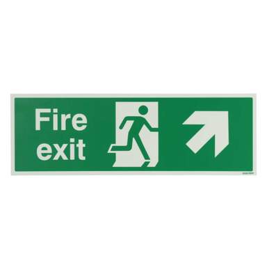 Industrial Signs 450mm x 150mm Fire Exit Arrow Up and Right Rigid PVC ...