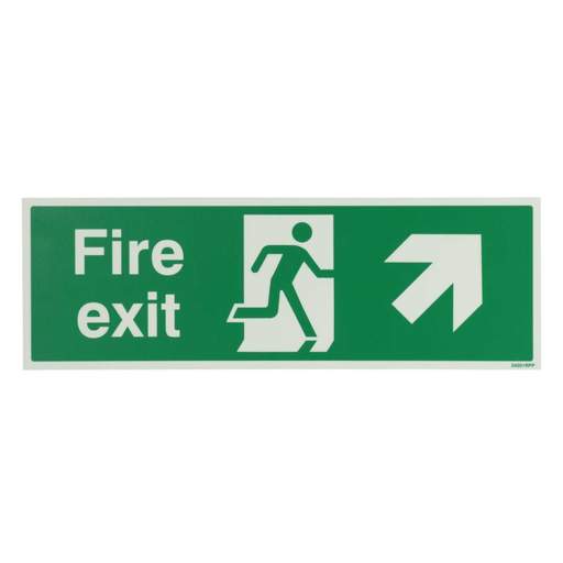 Industrial Signs 450mm x 150mm Fire Exit Arrow Up and Right Rigid PVC ...