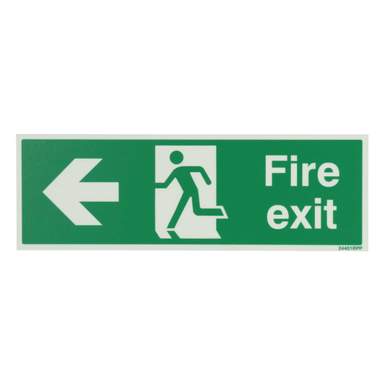 Industrial Signs 300mm x 100mm Fire Exit Arrow Left Rigid PVC ...