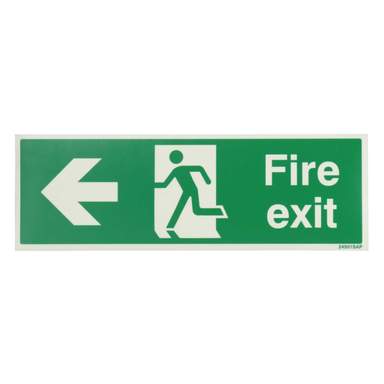 Industrial Signs 300mm x 100mm Fire Exit Arrow Left Self Adhesive ...