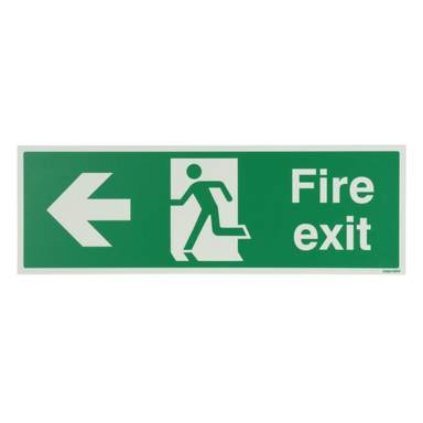 Industrial Signs 450mm x 150mm Fire Exit Arrow Left Rigid PVC ...