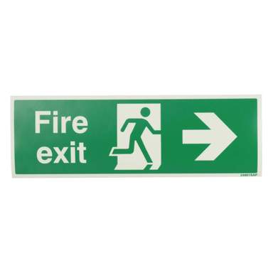Industrial Signs 300mm x 100mm Fire Exit Arrow Right Self Adhesive ...
