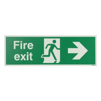 Industrial Signs 450mm x 150mm Fire Exit Arrow Right Rigid PVC ...