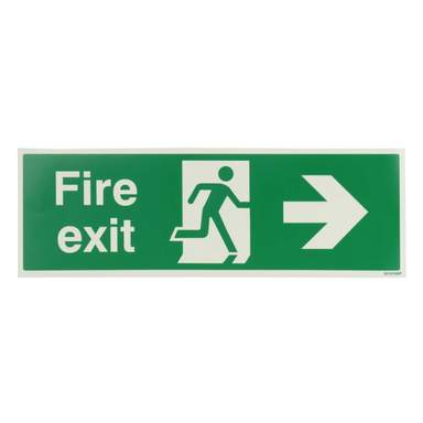 Industrial Signs 450mm x 150mm Fire Exit Arrow Right Self Adhesive ...