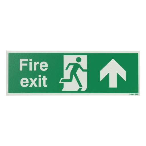 Industrial Signs 300mm x 100mm Fire Exit Arrow Up Rigid PVC ...
