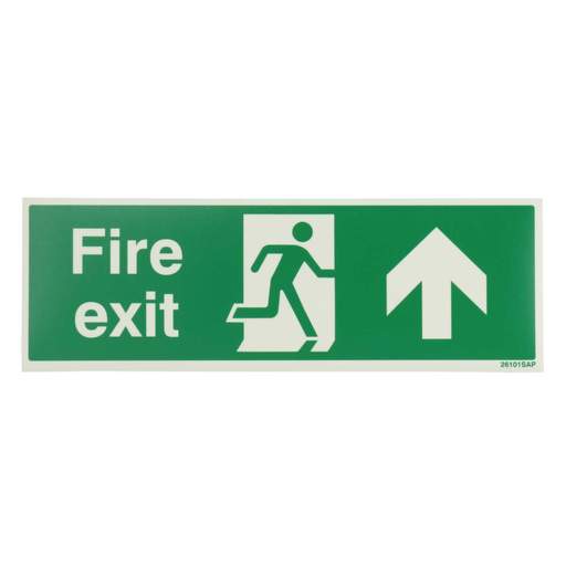 Industrial Signs 300mm x 100mm Fire Exit Arrow Up Self Adhesive Vinyl ...