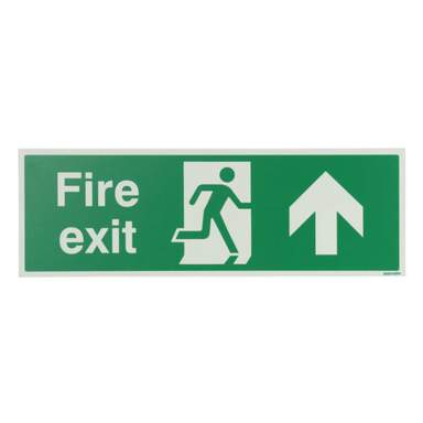 Industrial Signs 450mm x 150mm Fire Exit Arrow Up Rigid PVC ...