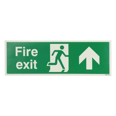 Industrial Signs 450mm x 150mm Fire Exit Arrow Up Self Adhesive Vinyl ...