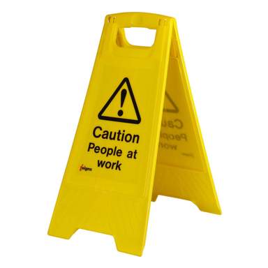 Industrial Signs 'Caution People at Work' Free Standing Floor Sign ...