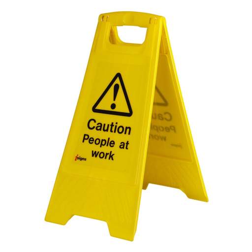 Industrial Signs 'Caution People at Work' Free Standing Floor Sign ...