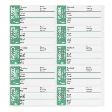 Industrial Signs 35mm x 15mm Passed Electrical Safety Test Label (Pack ...