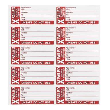 Industrial Signs 35mm x 15mm Failed Safety Test Label (Pack of 50 ...