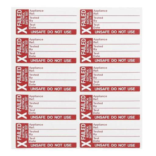Industrial Signs 35mm x 15mm Failed Safety Test Label (Pack of 50 ...