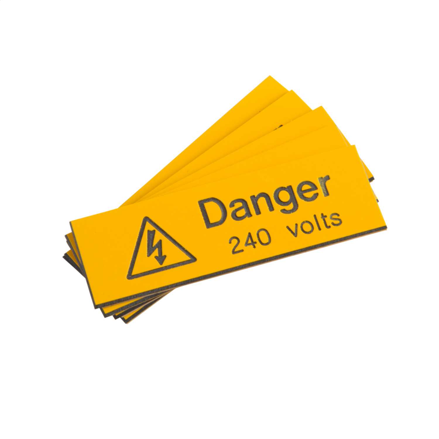 Industrial Signs 75mm x 25mm Danger 240 Volts Engraved Label (Pack of 5 ...