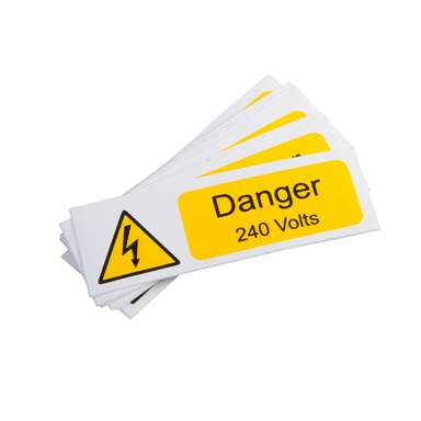 Industrial Signs 75mm x 25mm Danger 240 Volts Label (Pack of 10 ...
