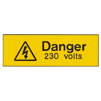 Industrial Signs 75mm x 25mm Danger 230 Volts Engraved Label (Pack of 5 ...