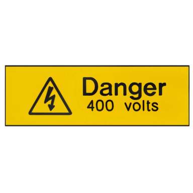 Industrial Signs 75mm x 25mm Danger 400 Volts Engraved Label (Pack of 5 ...