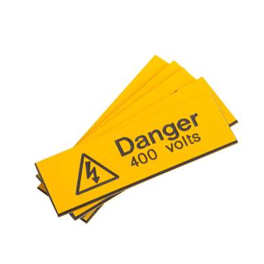 Industrial Signs 75mm x 25mm Danger 400 Volts Engraved Label (Pack of 5 ...