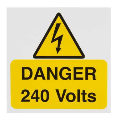 Industrial Signs 75mm x 75mm Danger 240 Volts Label (Pack of 10 ...