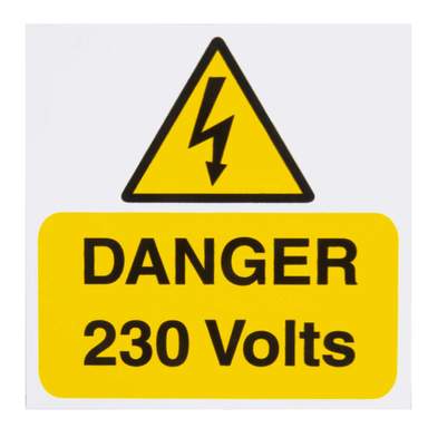Industrial Signs 75mm x 75mm Danger 230 Volts Label (Pack of 5 ...