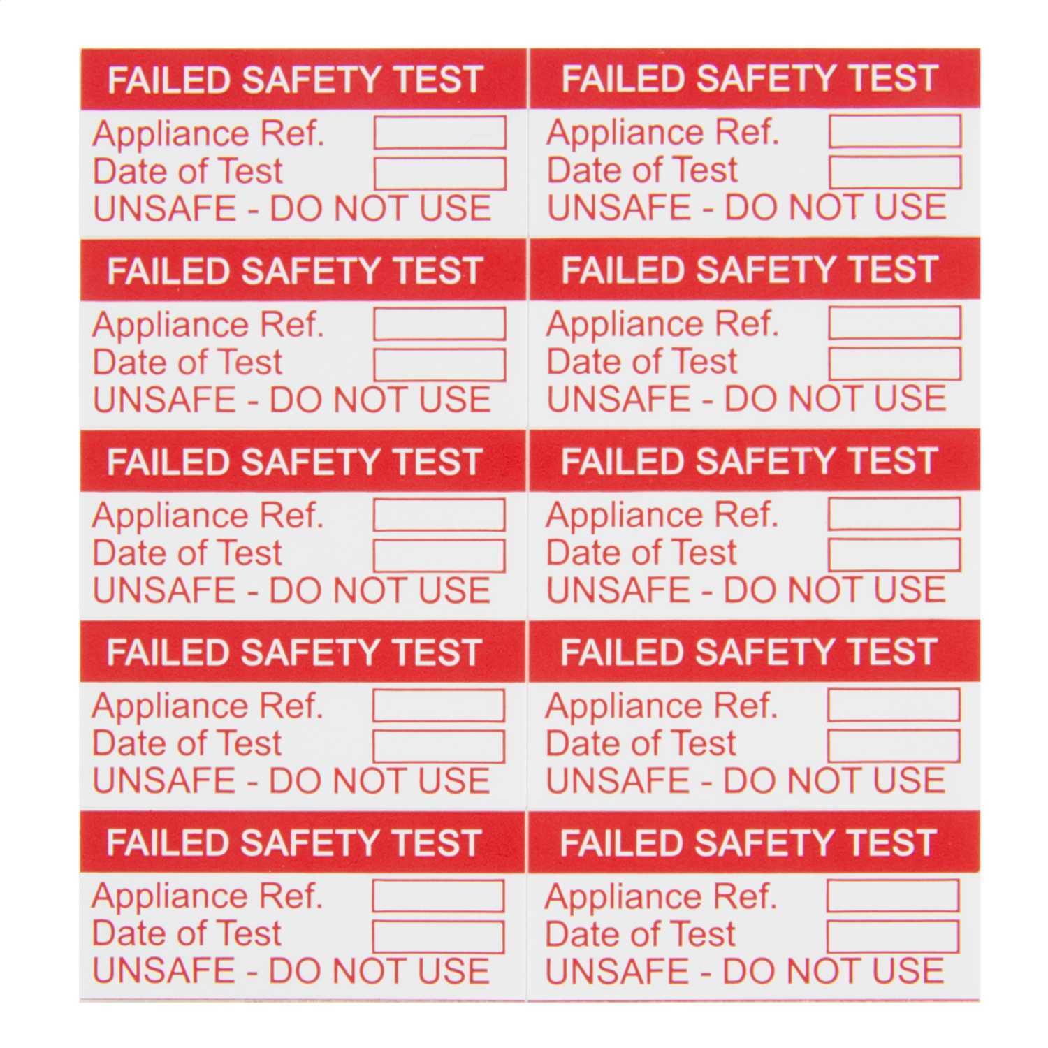 Industrial Signs 35mm x 15mm Failed Safety Test Label (Pack of 50 ...