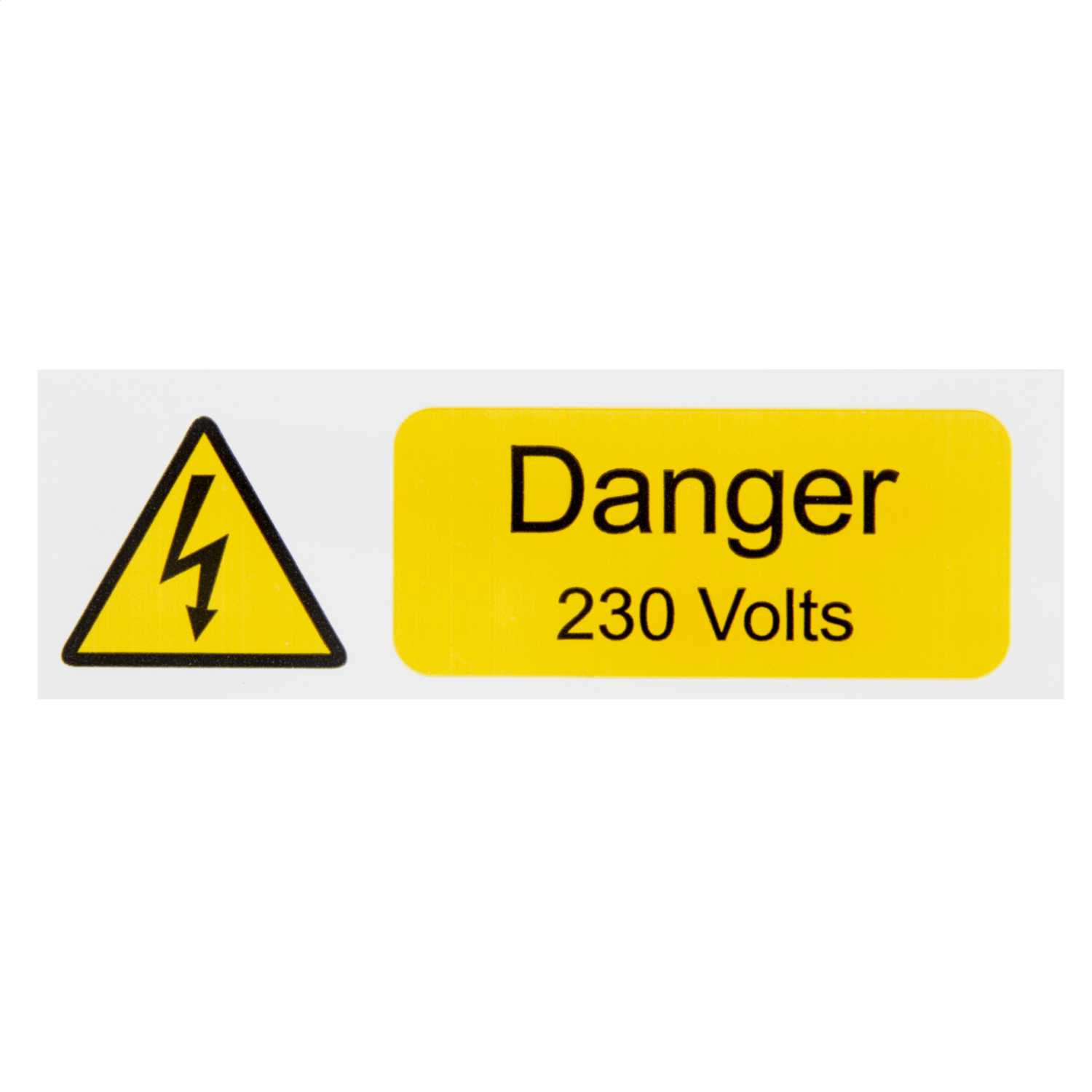 Industrial Signs 75mm x 25mm Danger 230 Volts Label (Pack of 10 ...