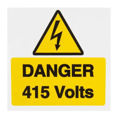 Industrial Signs 75mm x 75mm Danger 415 Volts Label (Pack of 10 ...