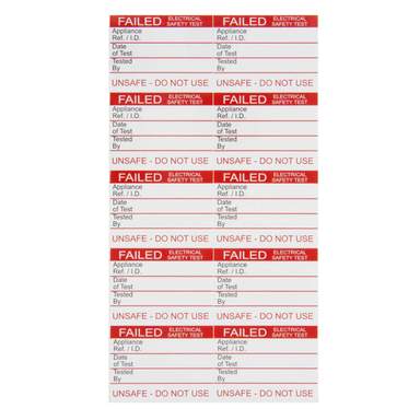 Industrial Signs 42.5mm x 32.5mm Failed Electrical Safety Test Label ...