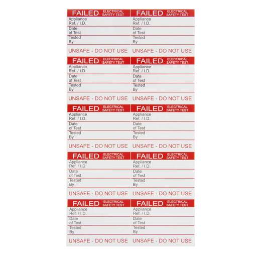 Industrial Signs 42.5mm x 32.5mm Failed Electrical Safety Test Label ...