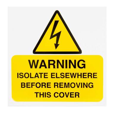 Industrial Signs 75mm x 75mm Warning Isolate Elsewhere Label (Pack of ...
