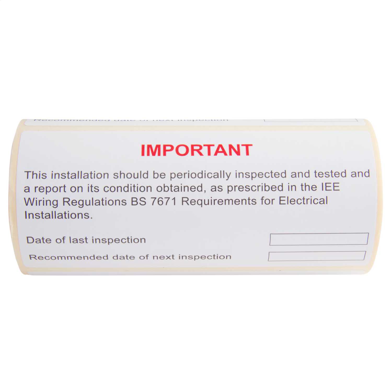 Industrial Signs 130mm x 60mm Periodic Inspection and Testing Label ...