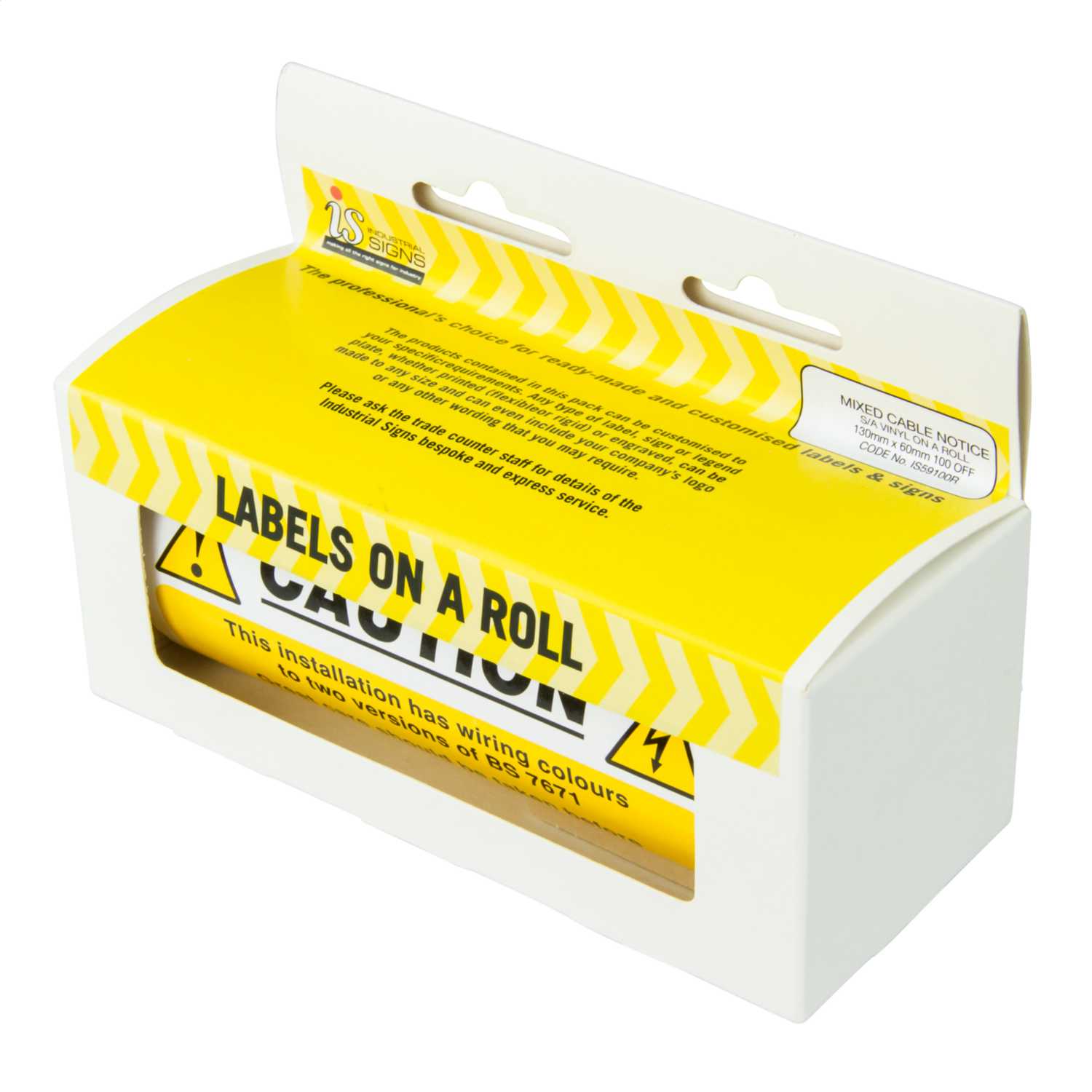 Industrial Signs 130mm x 60mm Caution Mixed Cable Label (Roll of 100 ...