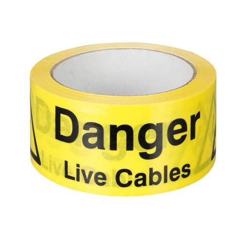 Industrial Signs 48mm x 33m Danger Live Cables Self Adhesive Warning ...