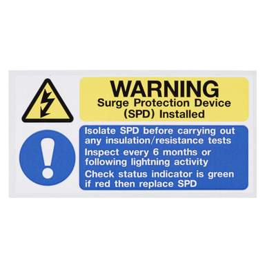 Industrial Signs 100mm x 50mm Warning Surge Protection Device Label ...