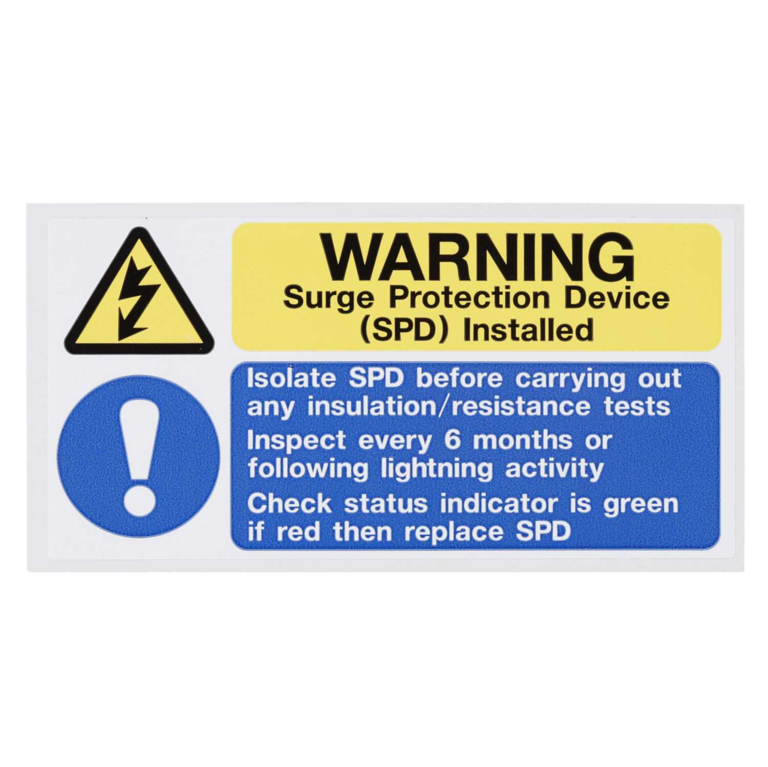 Industrial Signs 100mm x 50mm Warning Surge Protection Device Label ...